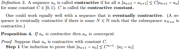 Solved Definition 3. A sequence an is called contractive if | Chegg.com