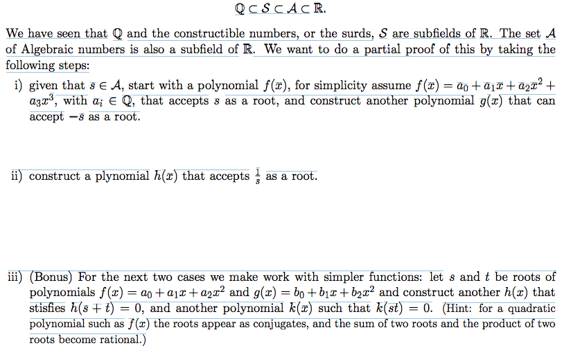 Solved We have seen that Q and the constructible numbers, or | Chegg.com