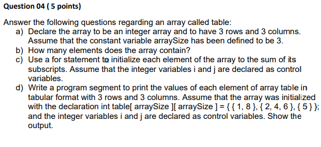 Solved Question 04 5 Points Answer The Following Questions