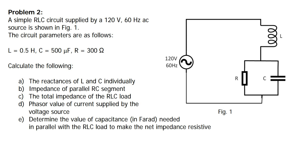 Solved A simple RLC circuit supplied by a 120 V, 60 Hz ac | Chegg.com