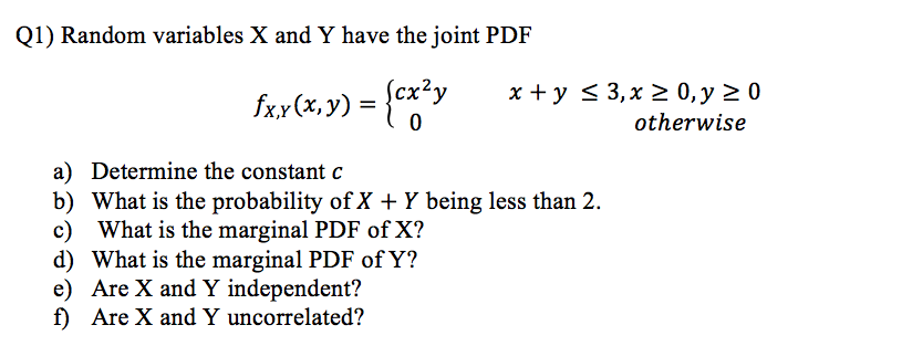 Solved Random variables X and Y have the joint PDF f_x, | Chegg.com