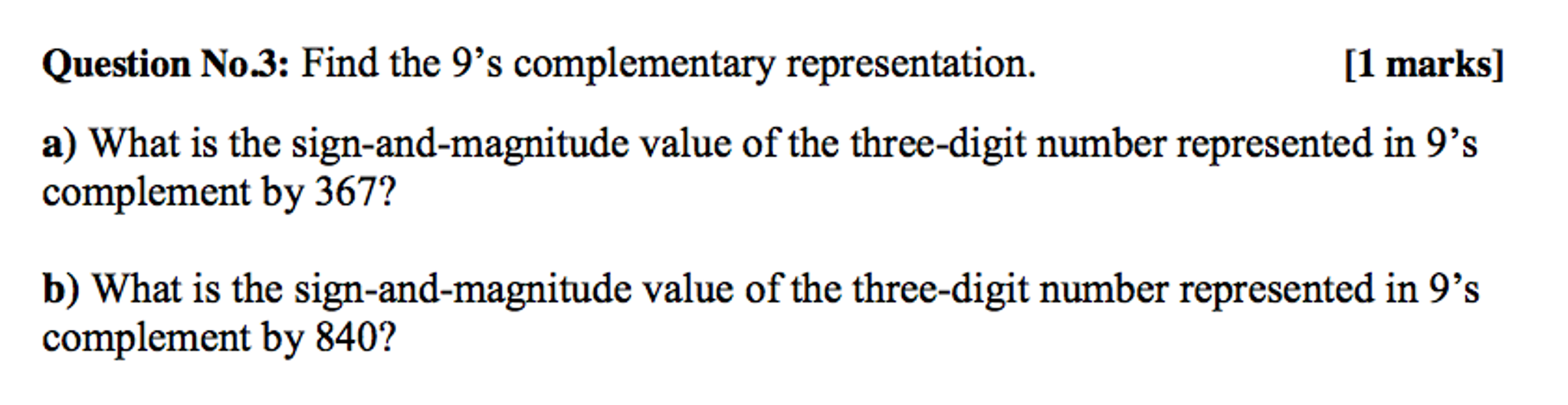 Find the 9's complementary representation. What is | Chegg.com