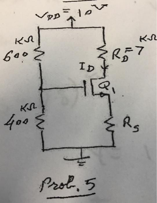 Solved Problem 5: An nMOS biasing circuit is shown, where | Chegg.com