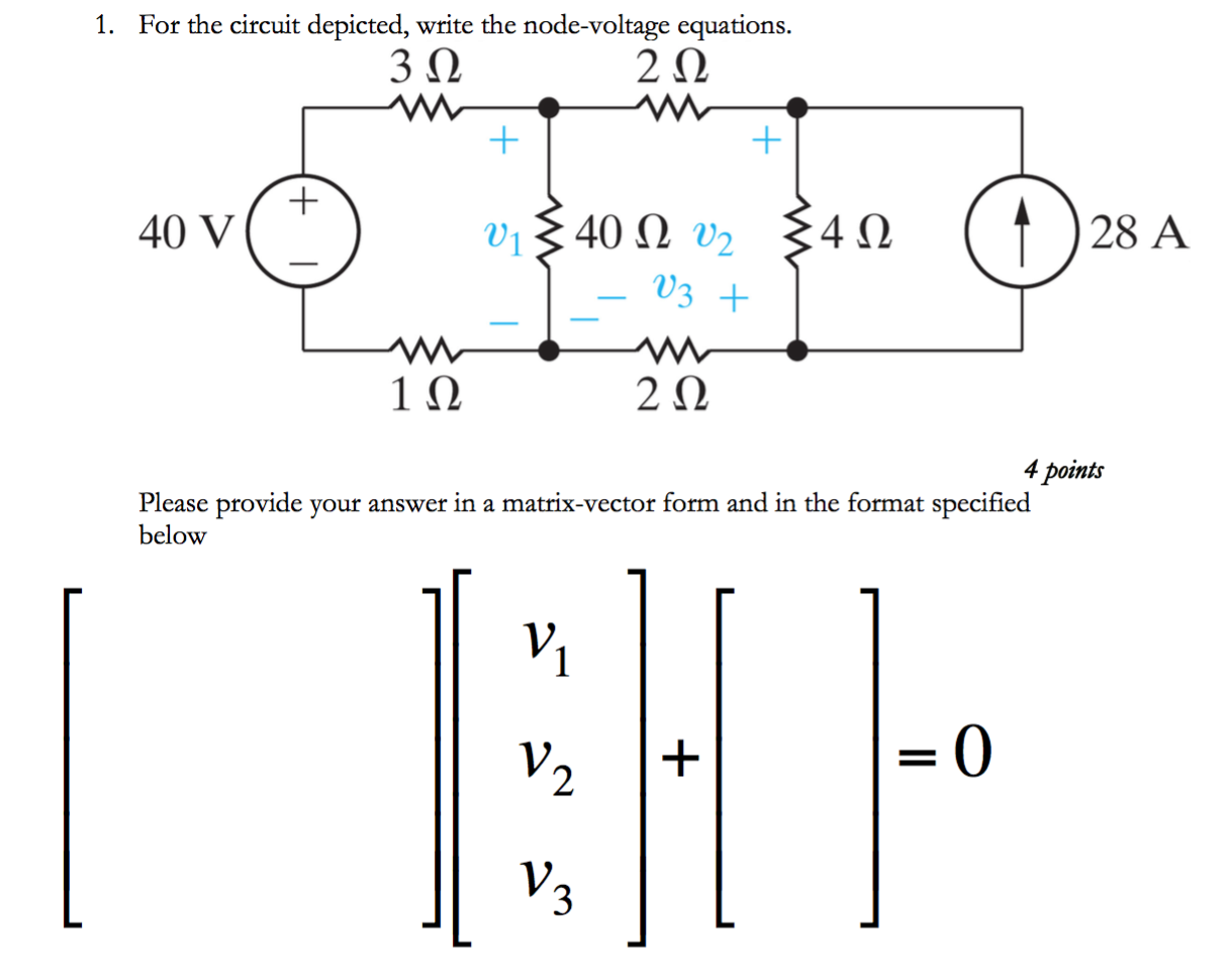 Solved For die circuit depicted, write the node-voltage | Chegg.com