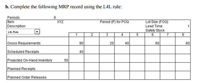 Solved Complete the following MRP record using the L4L rule. | Chegg.com