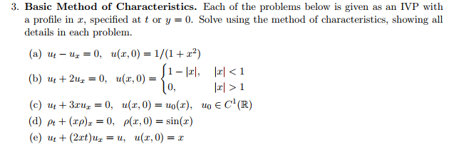 Solved 3-Basic Method of Characteristics. Each of the | Chegg.com