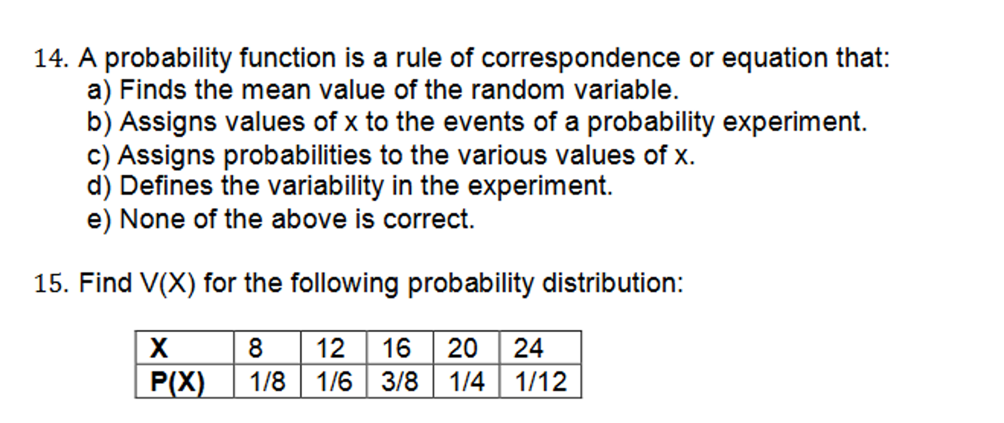 Solved A probability function is a rule of correspondence or | Chegg.com