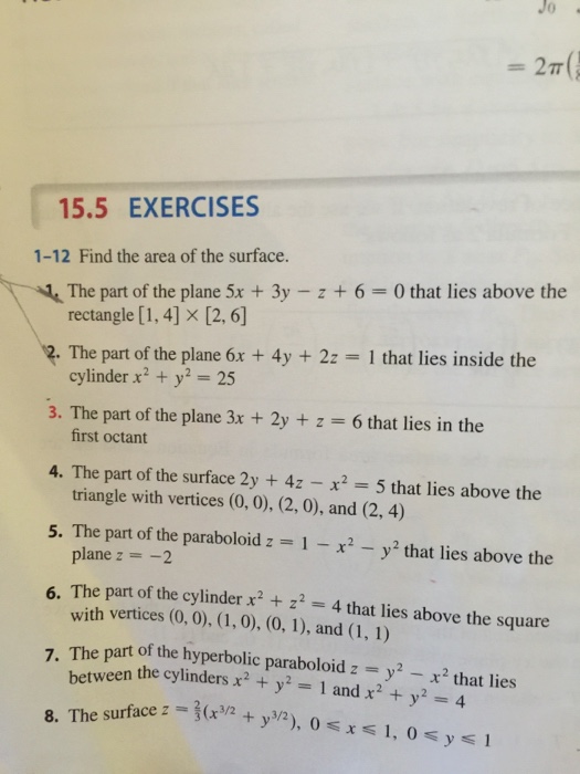 Solved Find The Area Of The Surface The Part Of The Plane