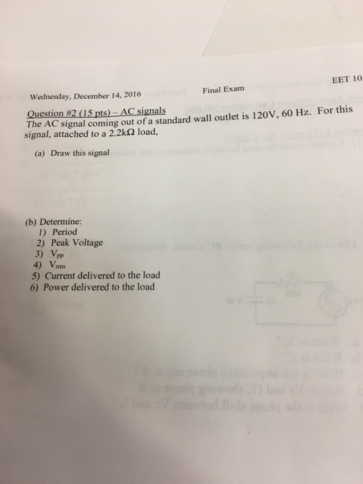 Solved AC signals The AC signal coming out of a standard | Chegg.com