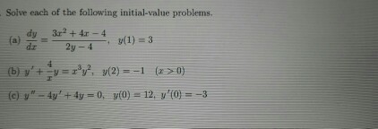 Solved Solve each of the following initial-value problems. | Chegg.com
