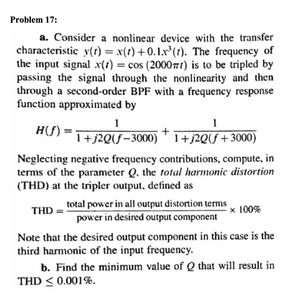 Solved Problem 17: a. Consider a nonlinear device with the | Chegg.com