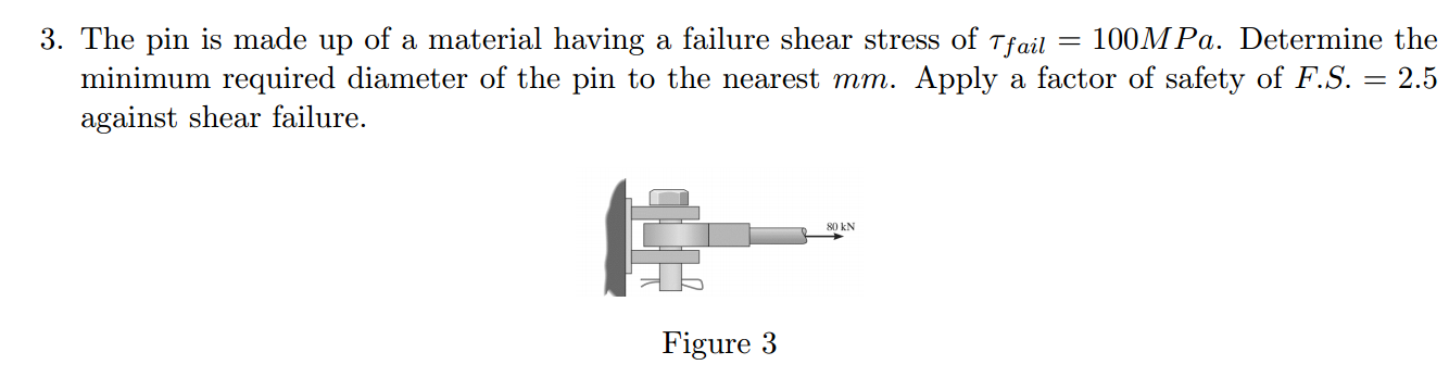 Solved The pin is made up of a material having a failure | Chegg.com