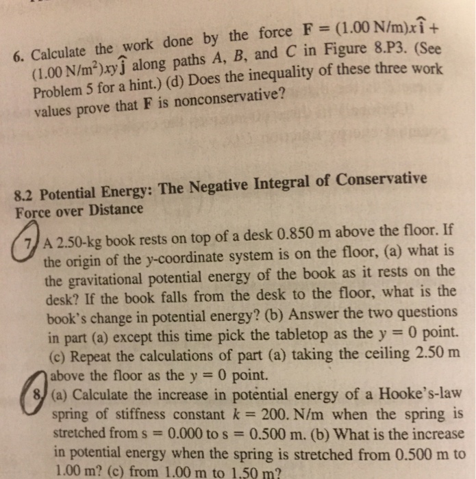 Solved Calculate the work done by the force F = (1.00 N/m) | Chegg.com