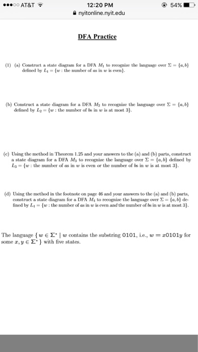 Solved Construct a state diagram for a DFA M1 to recognize | Chegg.com