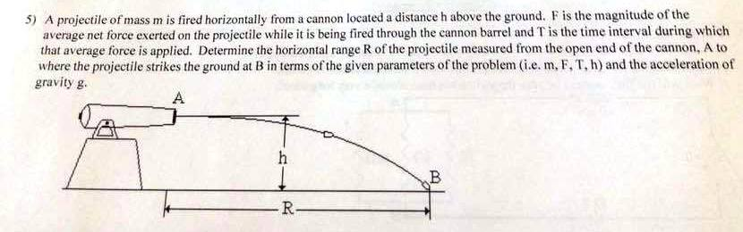 Solved A projectile of mass m is fired horizontally from a | Chegg.com