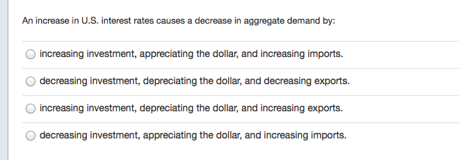 Solved An Increase In U S Interest Rates Causes A Decrease Chegg