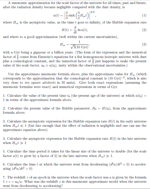 Solved A mnenomic approximation for the scale factor of the | Chegg.com