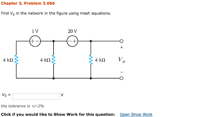 Solved Find V_0 in the network in the figure using mesh | Chegg.com