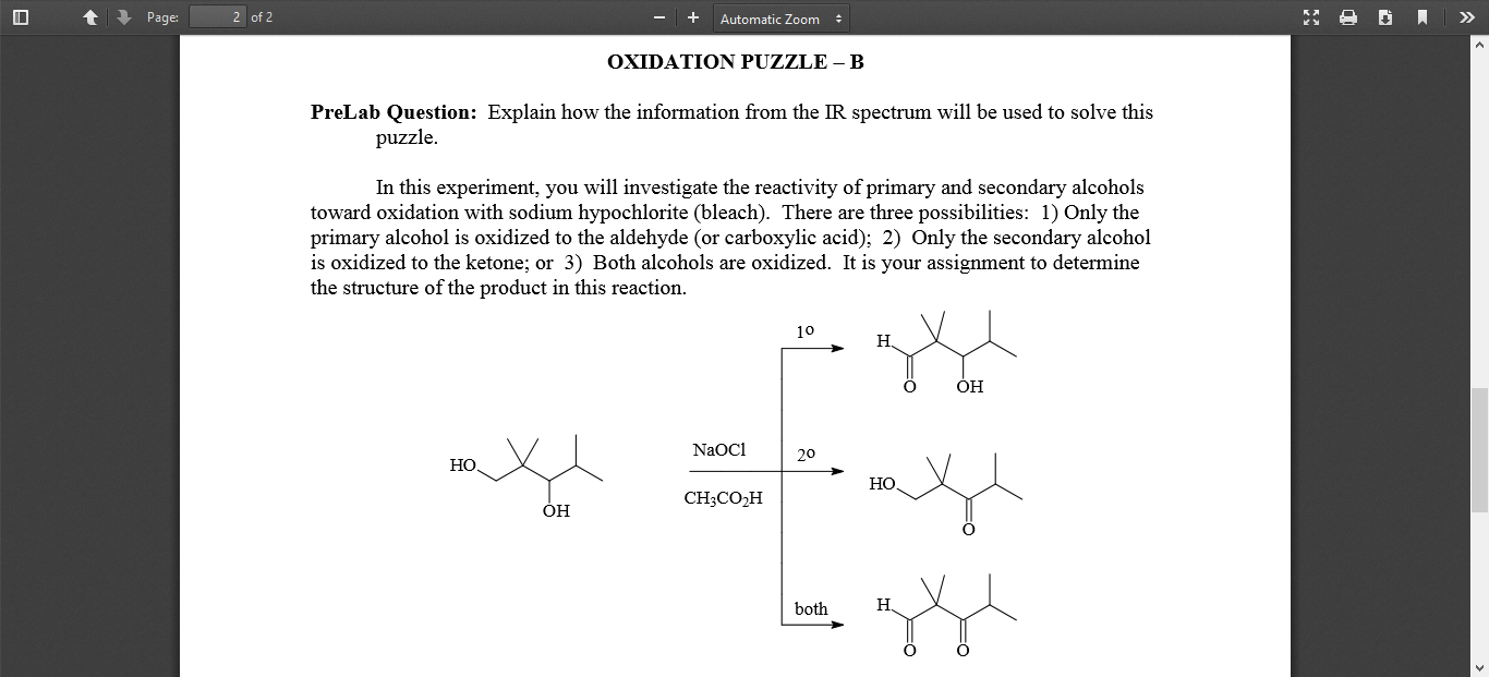 Solved Oxidation Puzzle B NEED HELP WITH THE PRE-LAB Please | Chegg.com