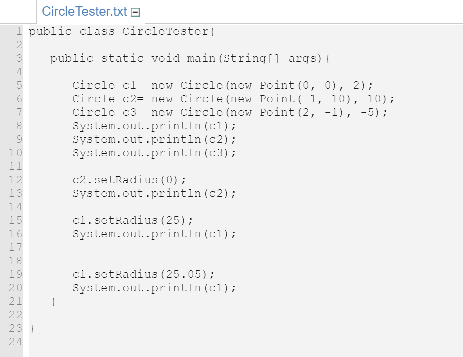 Solved Write a class encapsulating the concept of a circle, | Chegg.com