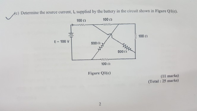 Solved te) Determine the source current, I, supplied by the | Chegg.com