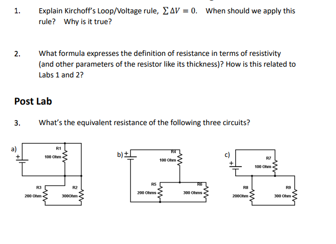 Solved Explain Kirchoff's Loop/Voltage rule, sigma delta V = | Chegg.com