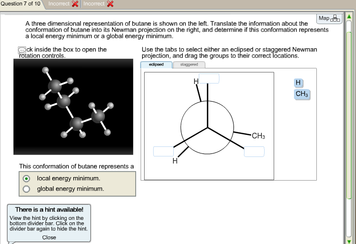 Solved A three dimensional representation of butane is shown | Chegg.com
