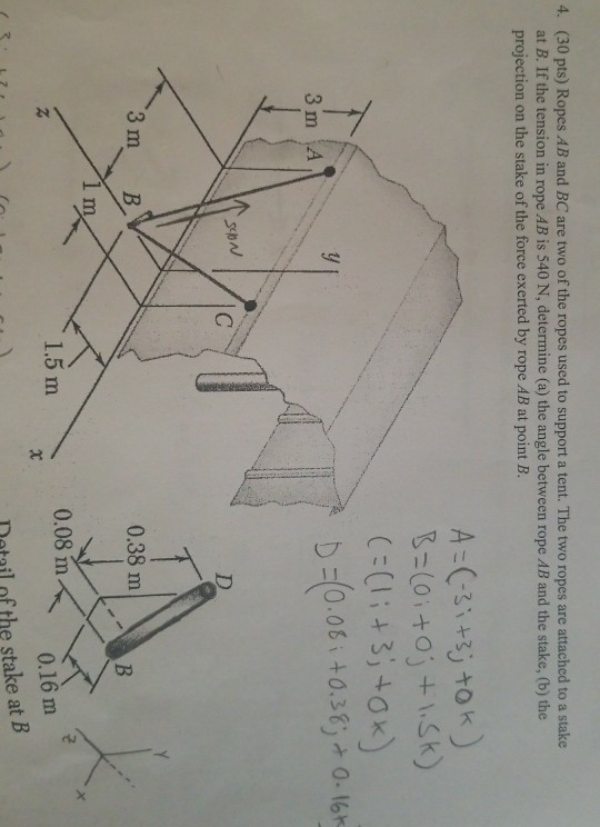 Solved (30 pts) Ropes AB and BC are two of the ropes used to | Chegg.com