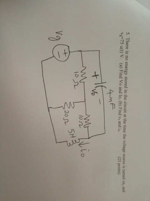 Solved 5. There is no energy stored in the circuit at the | Chegg.com