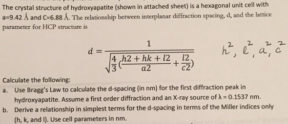 Solved The crystal structure of hydroxyapatite (shown in | Chegg.com