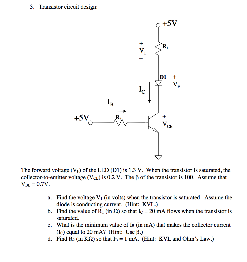 Solved Transistor circuit design: The forward voltage (V_F) | Chegg.com