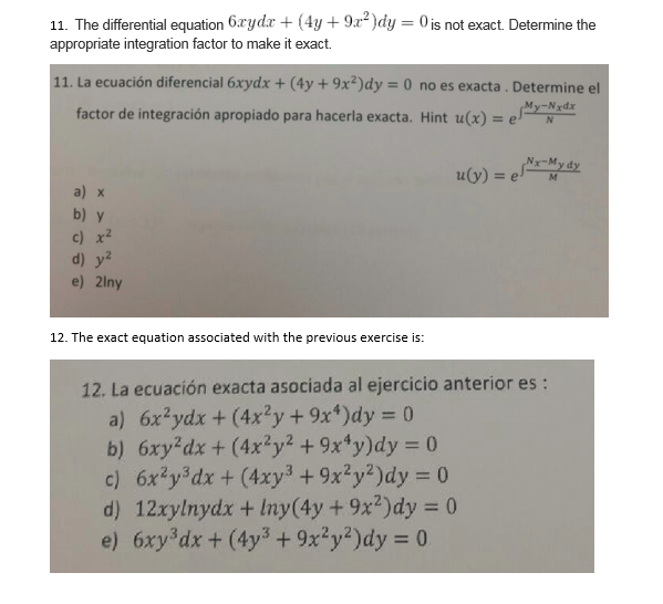 Solved The differential equation 6xy dx + (4y + 9x^2) dy = 0 | Chegg.com