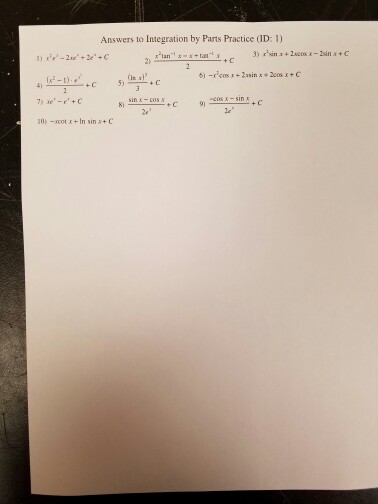 Solved AP calcul Integration by Parts Practice Evaluate each | Chegg.com