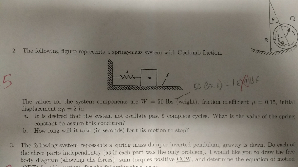 Solved The following figure represents a spring-mass system | Chegg.com