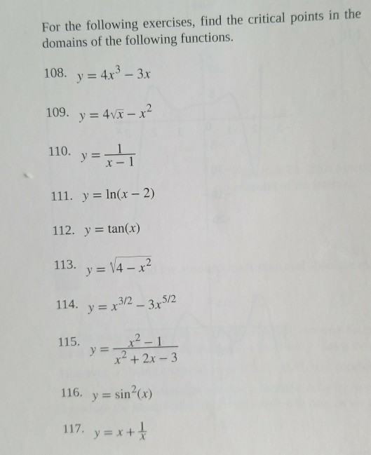 Solved For the following exercises, find the critical points | Chegg.com