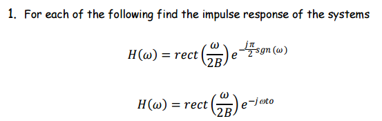 Solved For each of the following find the impulse response | Chegg.com