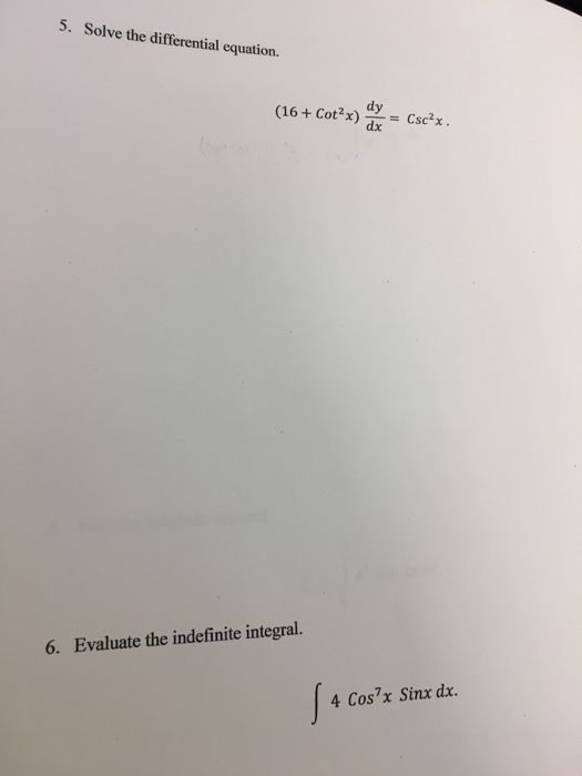 Solved Solve the differential equation. (16 + Cot^2 x) | Chegg.com