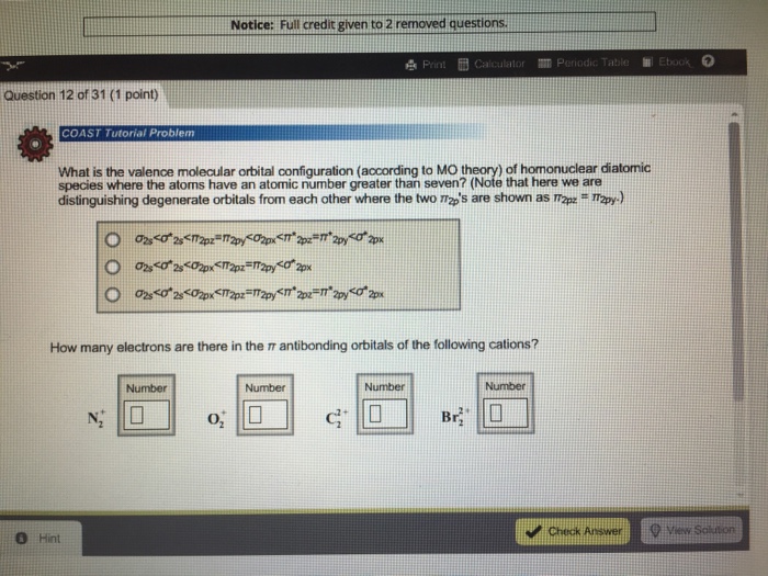Solved What Is The Valence Molecular Orbital Configuration