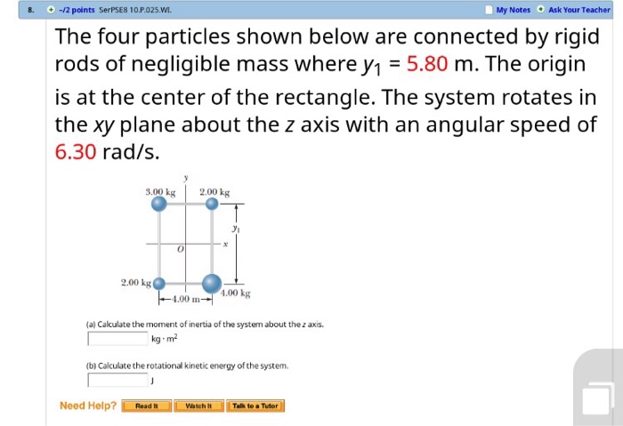 Solved The four particles shown below are connected by rigid | Chegg.com