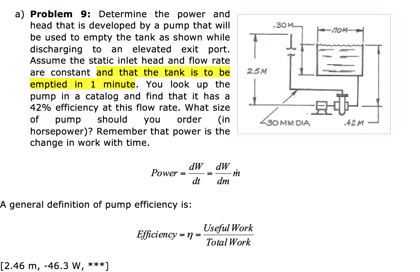 Solved a) Problem 9: Determine the power and head that is | Chegg.com