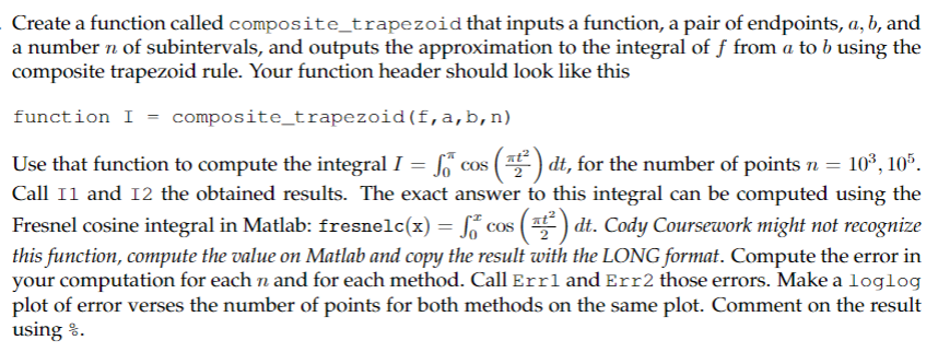 Solved Create a function called composite trapezoid that | Chegg.com