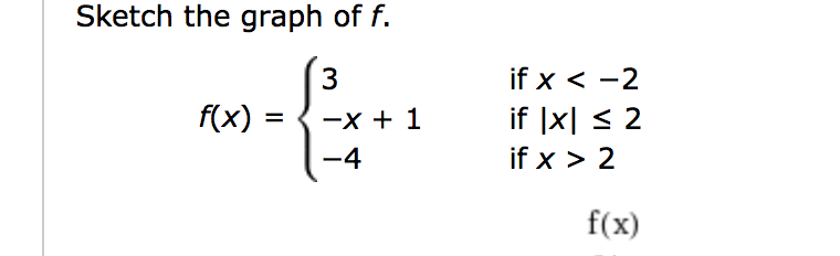 Solved Sketch the graph of f. f(x) = {3 if x