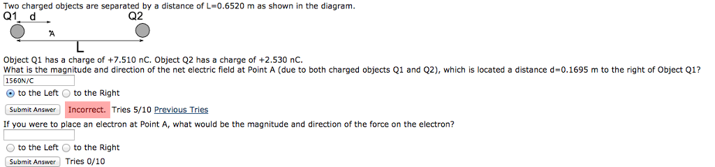 Solved Two charged objects are separated by a distance of L | Chegg.com