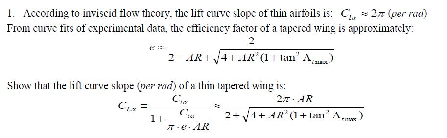 Solved 1 According to inviscid flow theory, the lift curve | Chegg.com