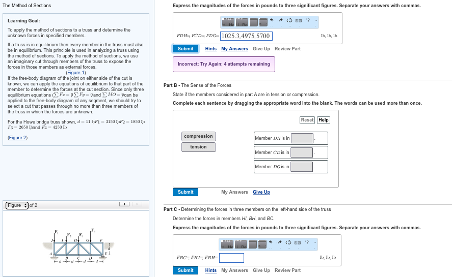 Solved The Method of Sections Learning Goal: To apply the | Chegg.com