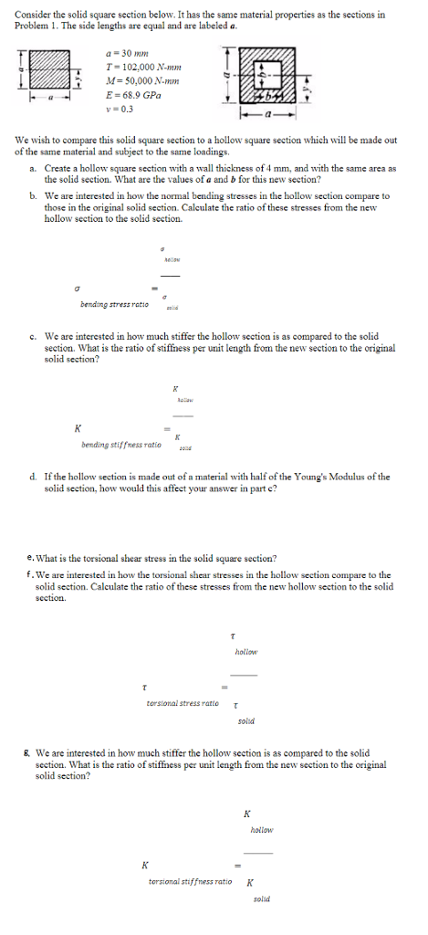 Solved Consider the solid square section below. It has the | Chegg.com