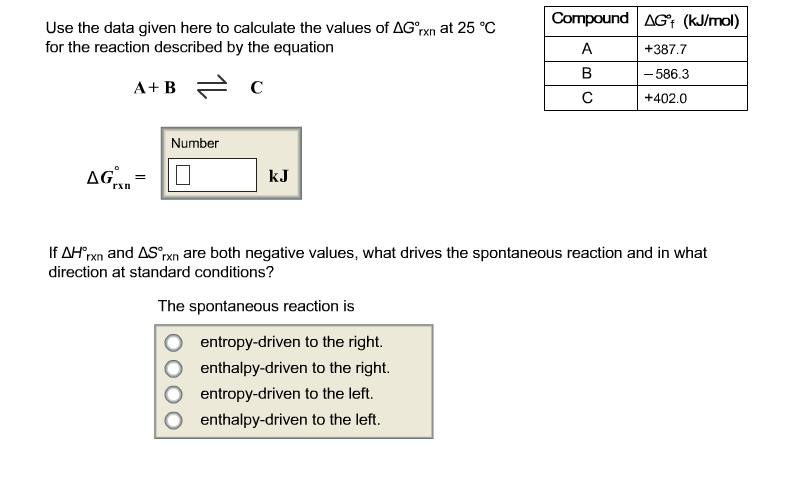 Solved calculate the values of ΔG°rxn at 25 °C for the | Chegg.com