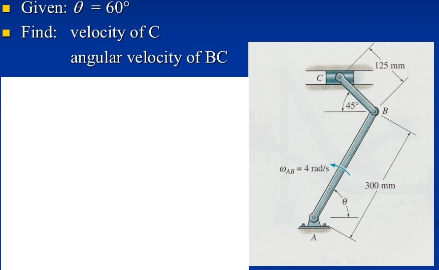 Solved Given: t theta = 60^degree Find: velocity of C | Chegg.com