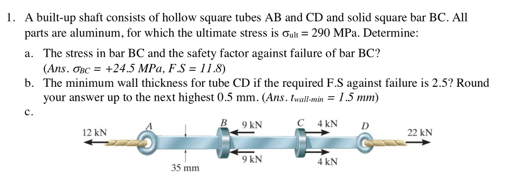 Solved 1. A built-up shaft consists of hollow square tubes | Chegg.com