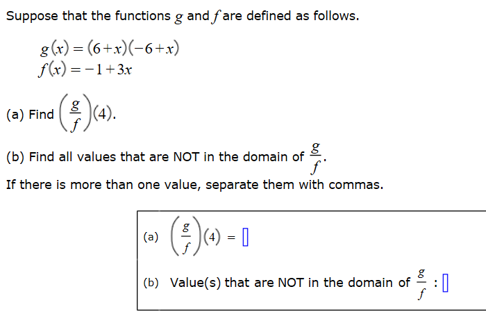 Solved Suppose that the functions g and f are defined as | Chegg.com